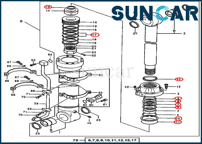 Bucket Repair Kits 4652906 Cylinder Sealing Kit Fits Deere 670GLC 600C ...